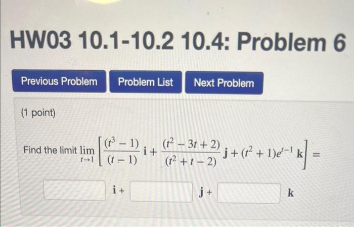 Solved HW03 10.1-10.2 10.4: Problem 6 (1 point) Find the | Chegg.com