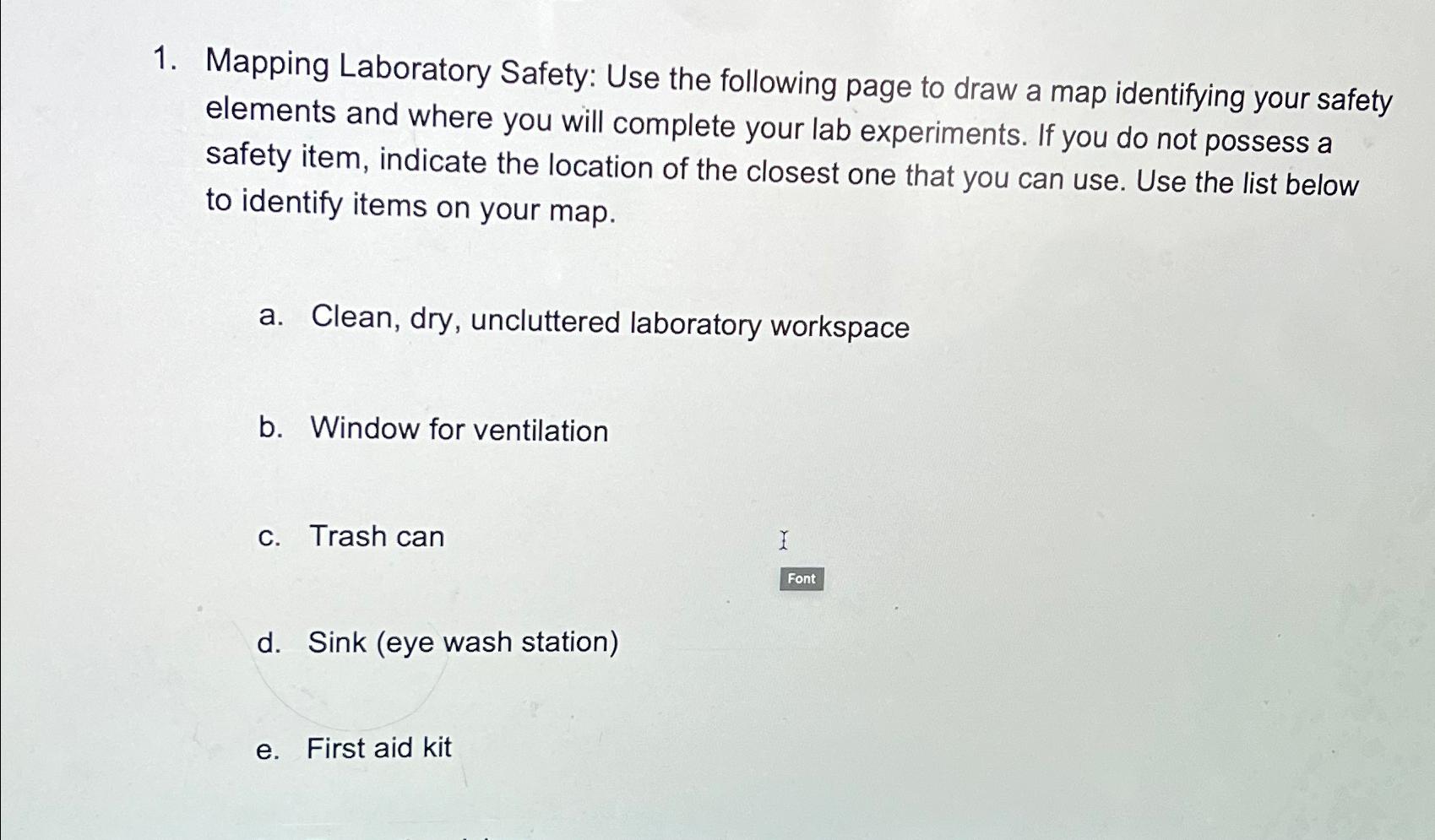 Solved Mapping Laboratory Safety: Use the following page to | Chegg.com