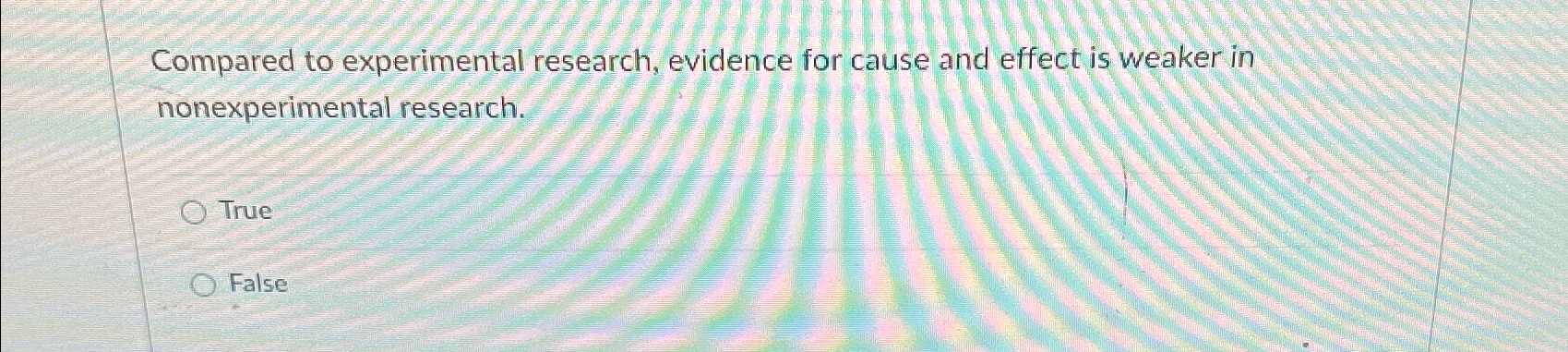 Solved Compared to experimental research, evidence for cause | Chegg.com