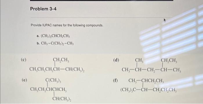 Solved Provide IUPAC names for the following compounds. a. | Chegg.com