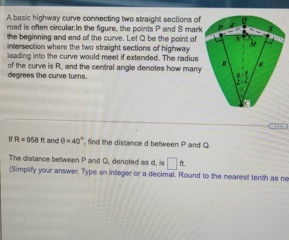 Solved COM A basic highway curve connecting two straight | Chegg.com