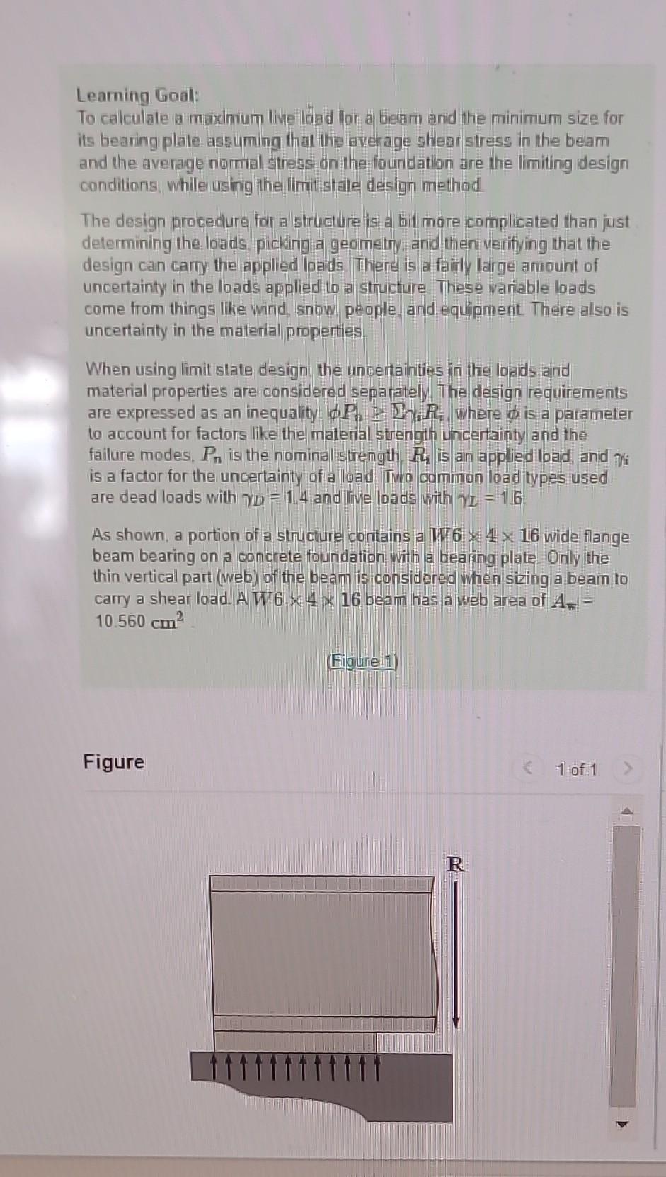Solved Learning Goal: To calculate a maximum live load for a | Chegg.com