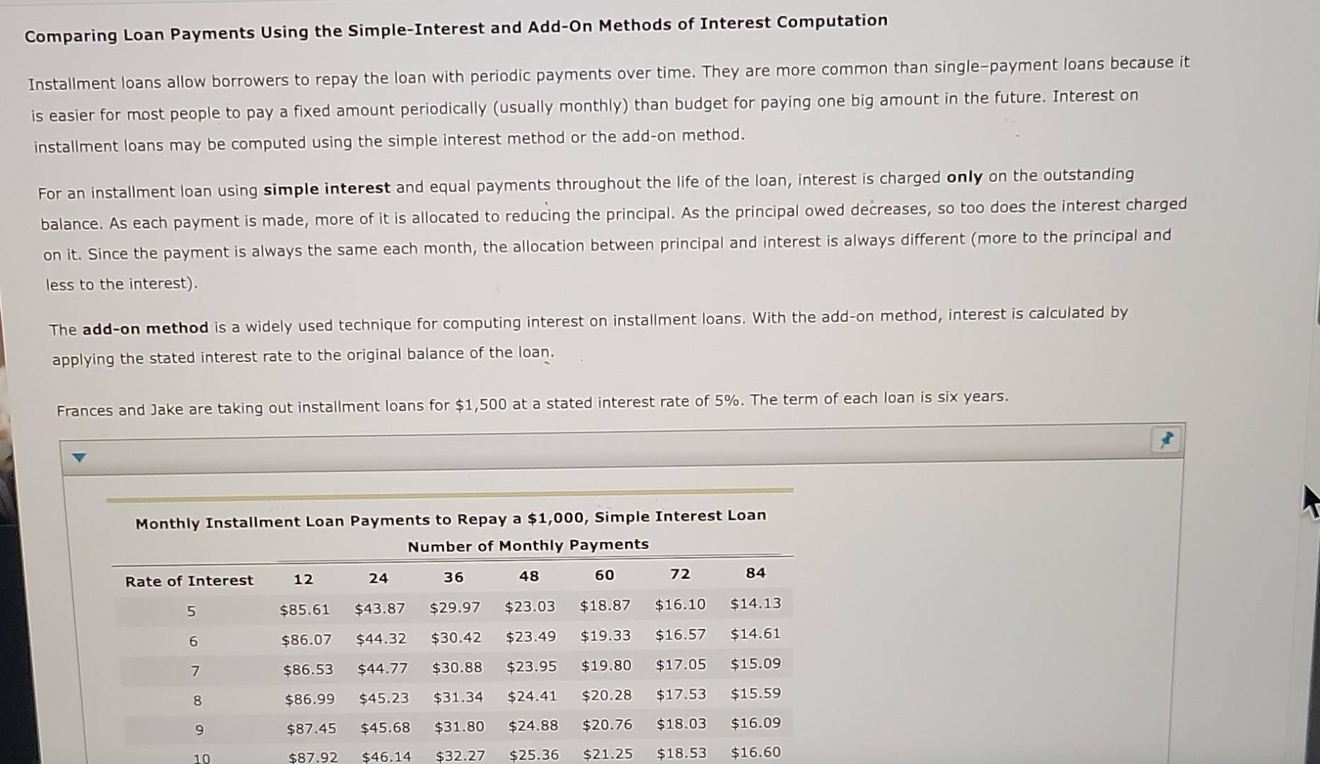 Solved Comparing Loan Payments Using the Simple-Interest and | Chegg.com