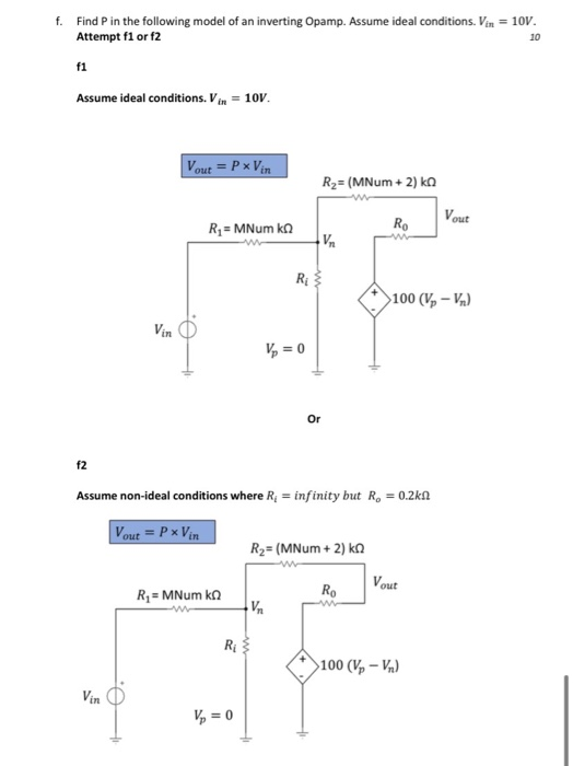 Solved 10 f. Find P in the following model of an inverting | Chegg.com