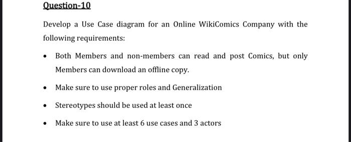 Solved Develop a Use Case diagram for an Online WikiComics | Chegg.com