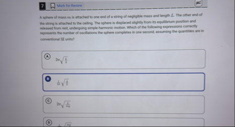 Solved 7Mark for ReviewA sphere of mass m ﻿is attached to | Chegg.com