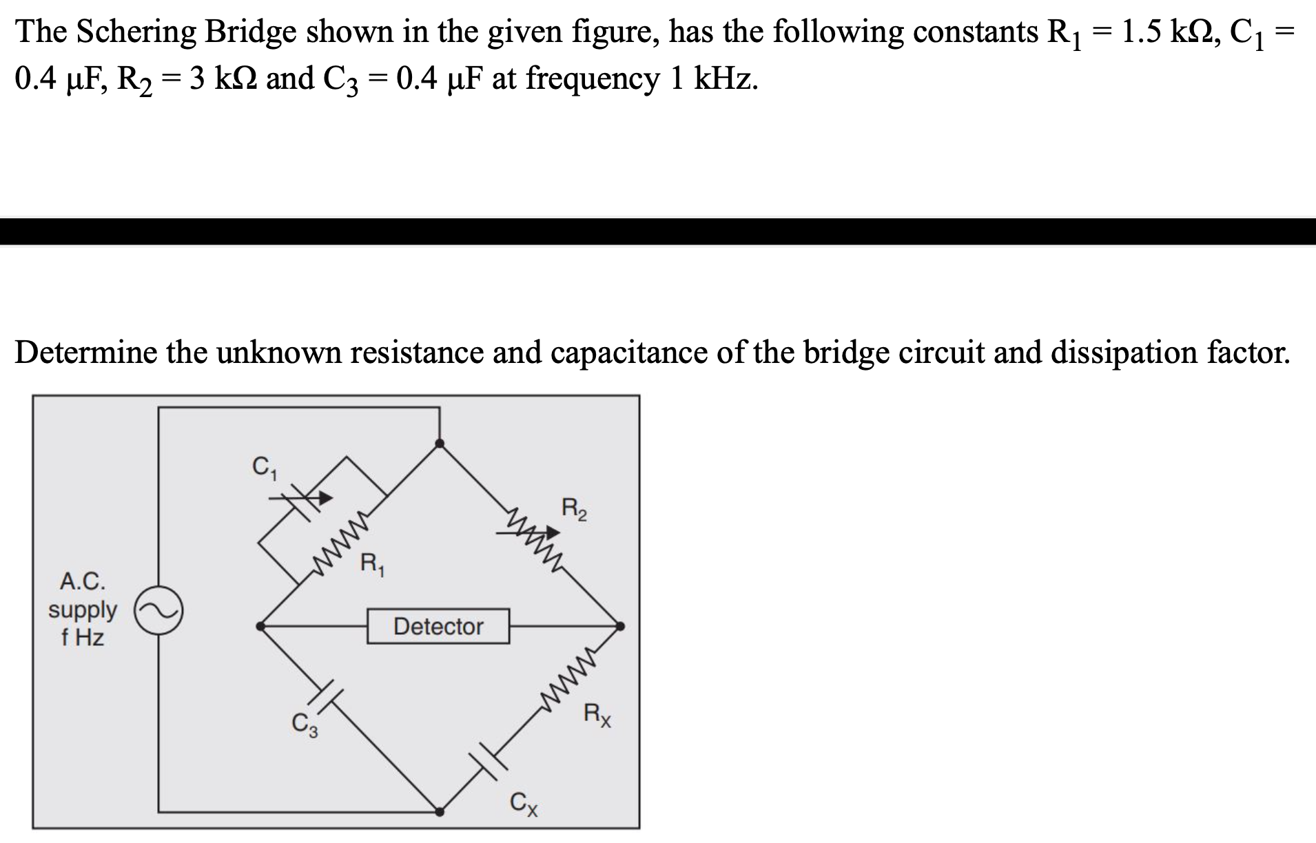 Solved The Schering Bridge shown in the given figure, has | Chegg.com