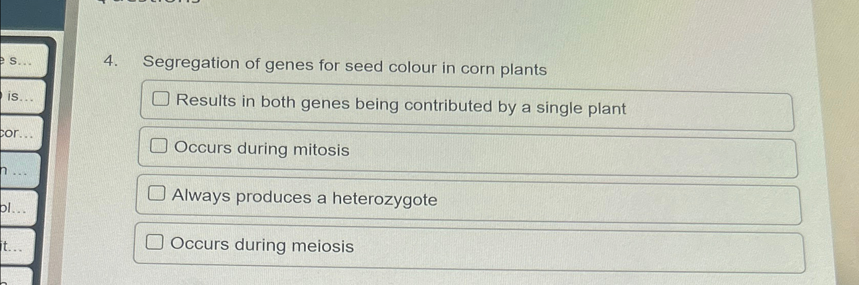 Solved Segregation of genes for seed colour in corn | Chegg.com