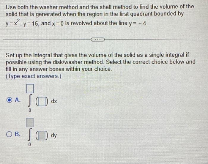 Solved Use both the washer method and the shell method to | Chegg.com