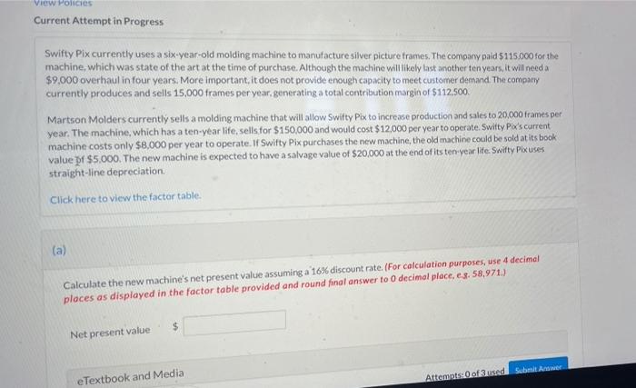 Solved View Policies Current Attempt in Progress Swifty Pix | Chegg.com