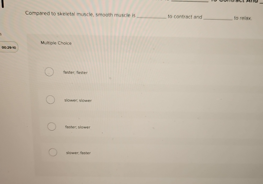 Solved Compared to skeletal muscle, smooth muscle is ﻿to | Chegg.com