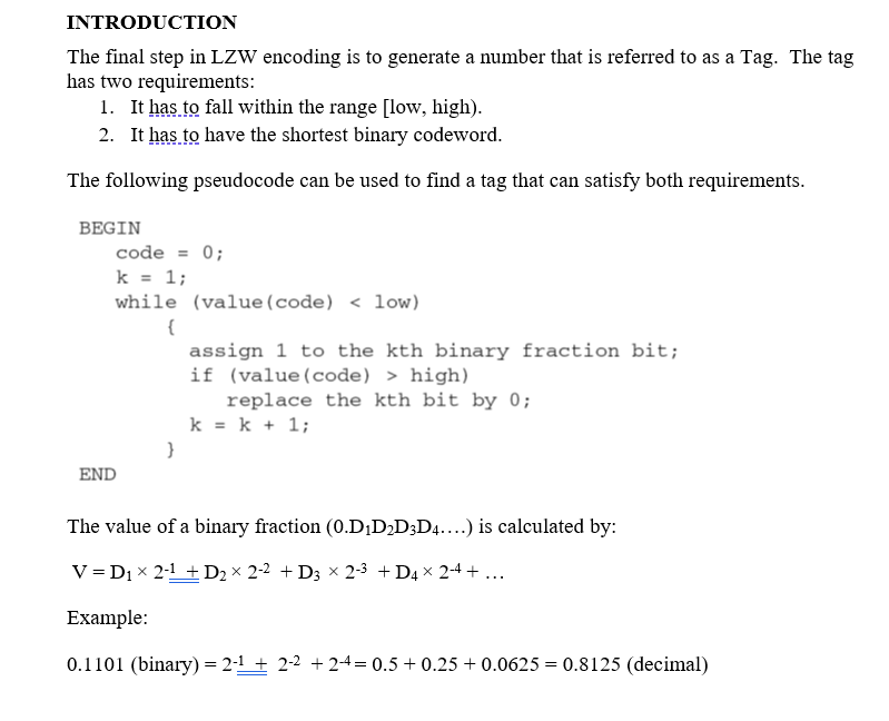 Solved 1. ﻿Develop a Matlab code which will calculate LZW | Chegg.com