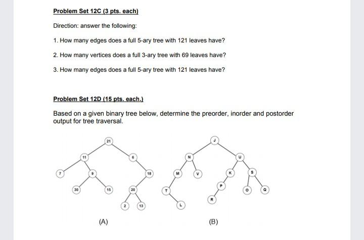 Solved Problem Set 12C (3 pts. each) Direction: answer the | Chegg.com