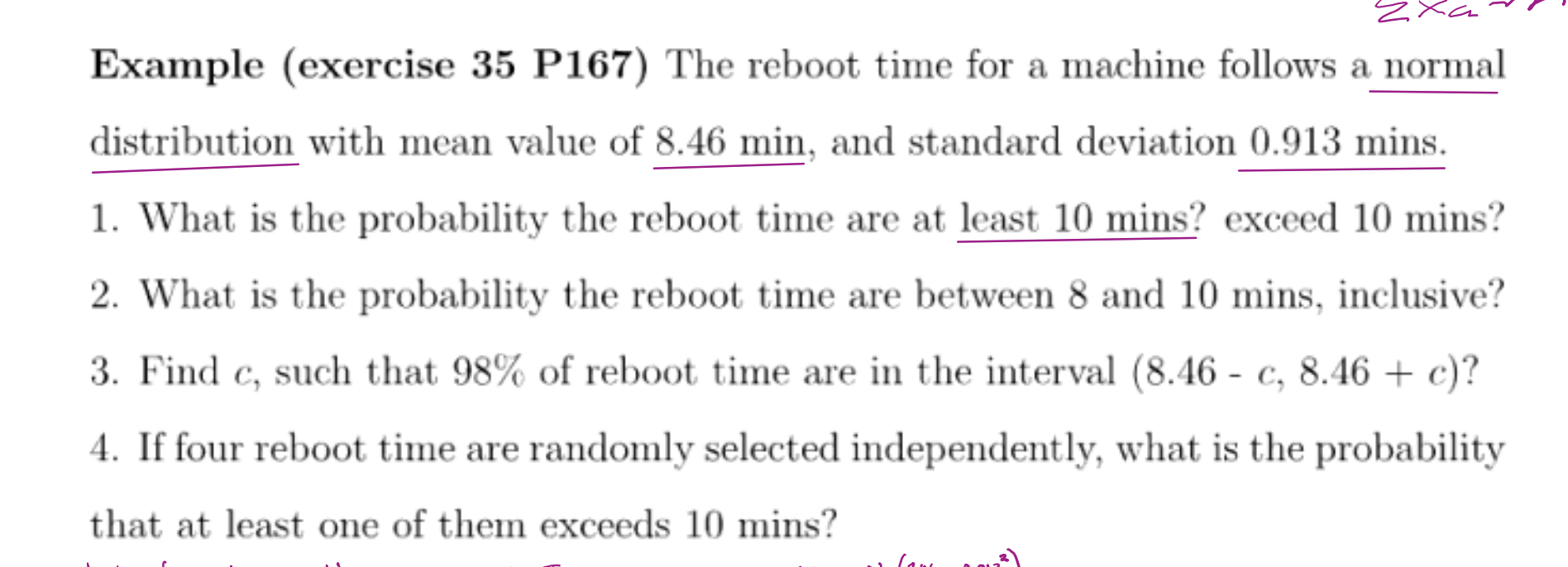 Solved Example (exercise 35 ﻿P167) ﻿The reboot time for a | Chegg.com