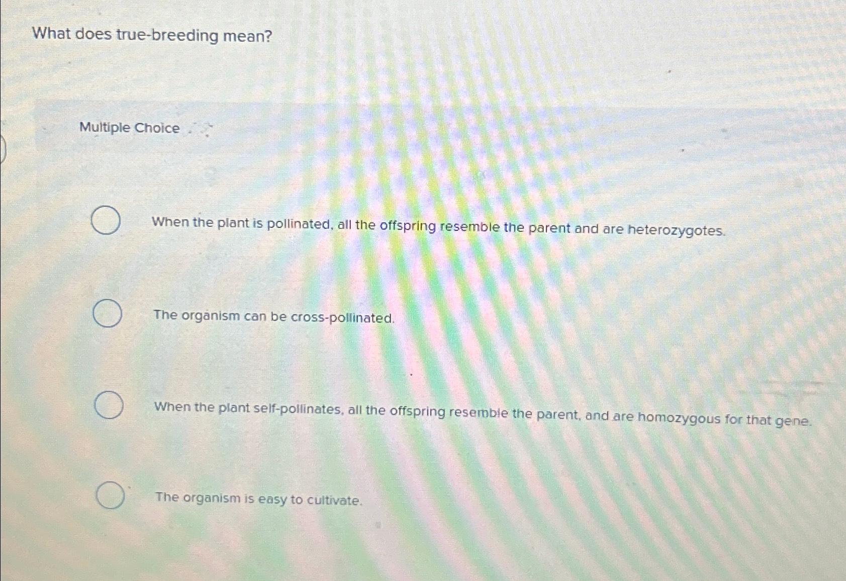Solved What does true-breeding mean?Multiple ChoiceWhen the | Chegg.com