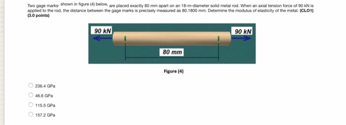 Solved Two gage marks- shown in figure (4) below, are placed | Chegg.com