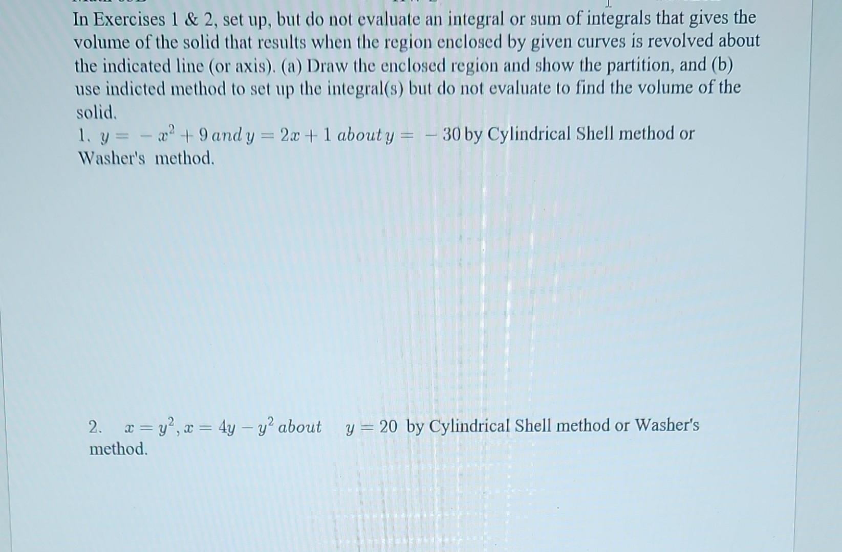 Solved For number 2, please use the Washers method and | Chegg.com