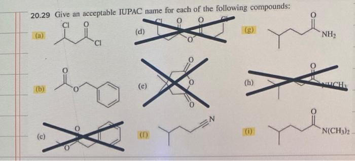 Solved 20.29 Give an acceptable IUPAC name for each of the | Chegg.com