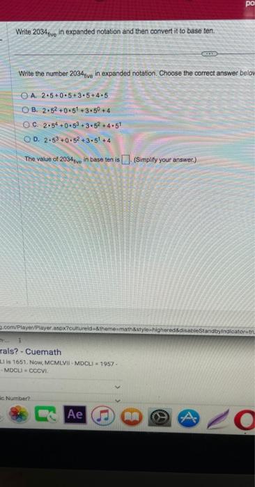 Solved Write 2034 five in expanded notation and then convert | Chegg.com