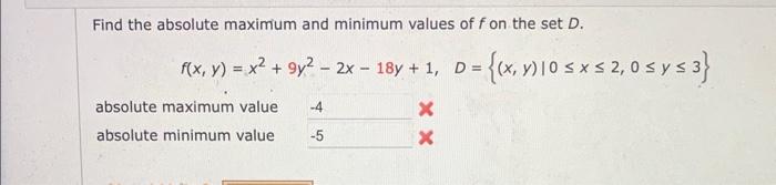 Solved Find the absolute maximum and minimum values of f on | Chegg.com