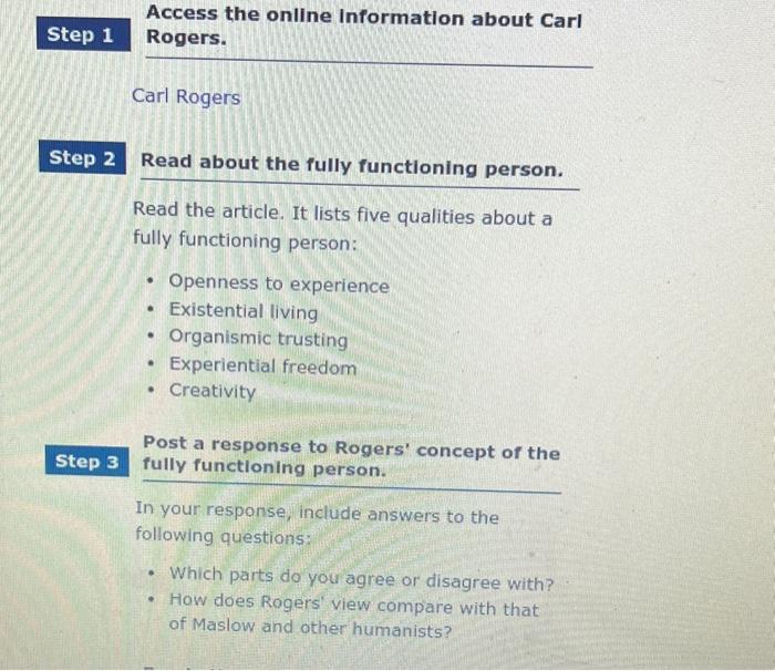 Solved read the article about carl rogers and Use some of | Chegg.com