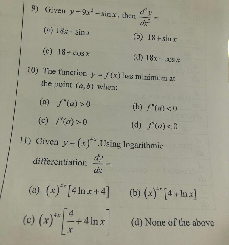 Solved Given y=9x2-sinx, ﻿then | Chegg.com