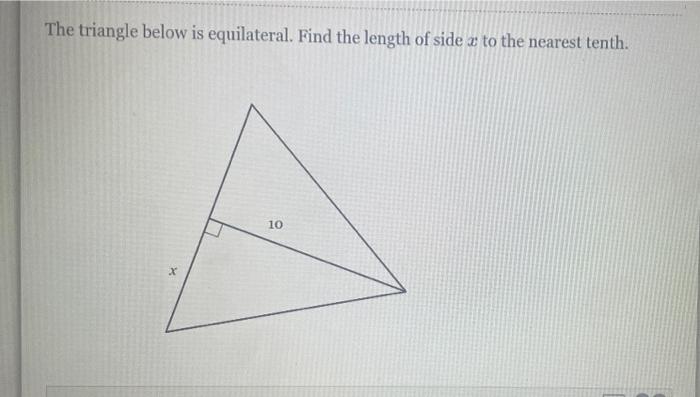 Solved The triangle below is equilateral. Find the length of | Chegg.com