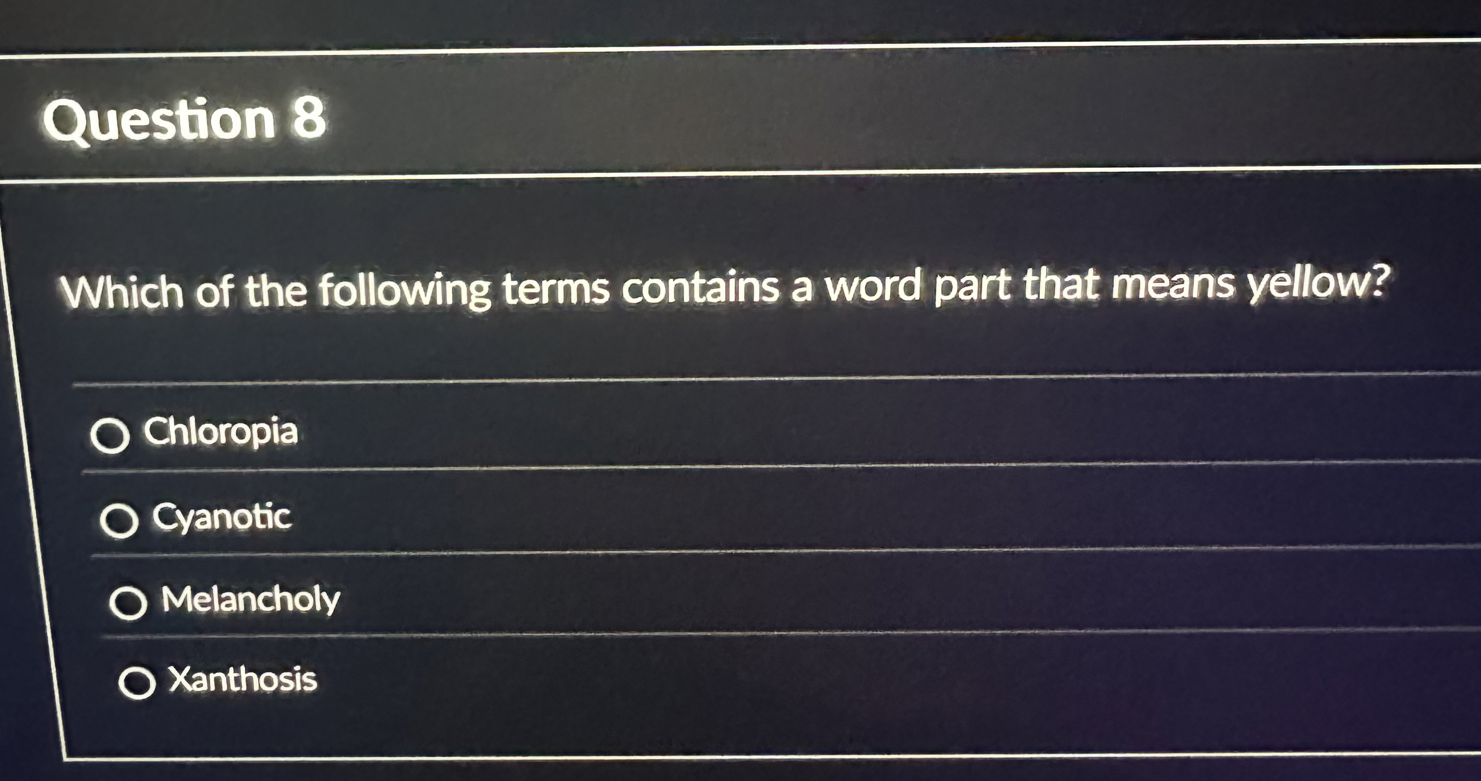 Solved Question 8Which of the following terms contains a | Chegg.com