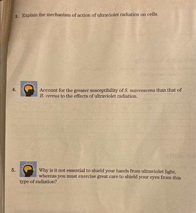 Solved 3. Explain the mechanism of action of ultraviolet | Chegg.com