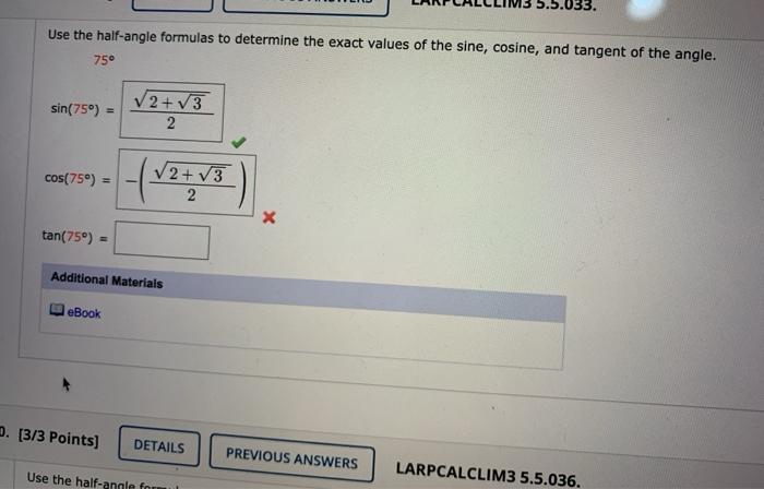 Solved Use the half-angle formulas to determine the exact | Chegg.com