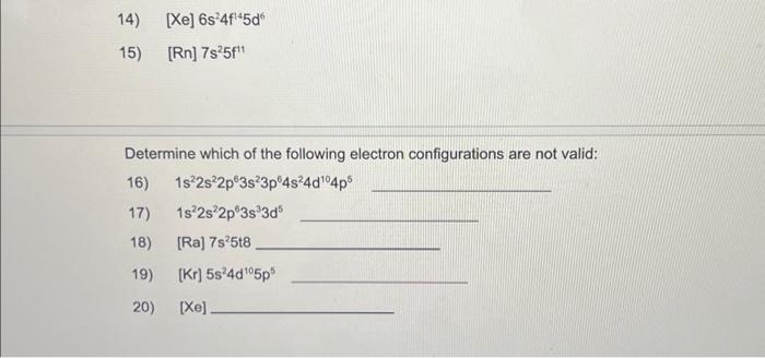 Solved Electron Configuration Practice Worksheet In the | Chegg.com