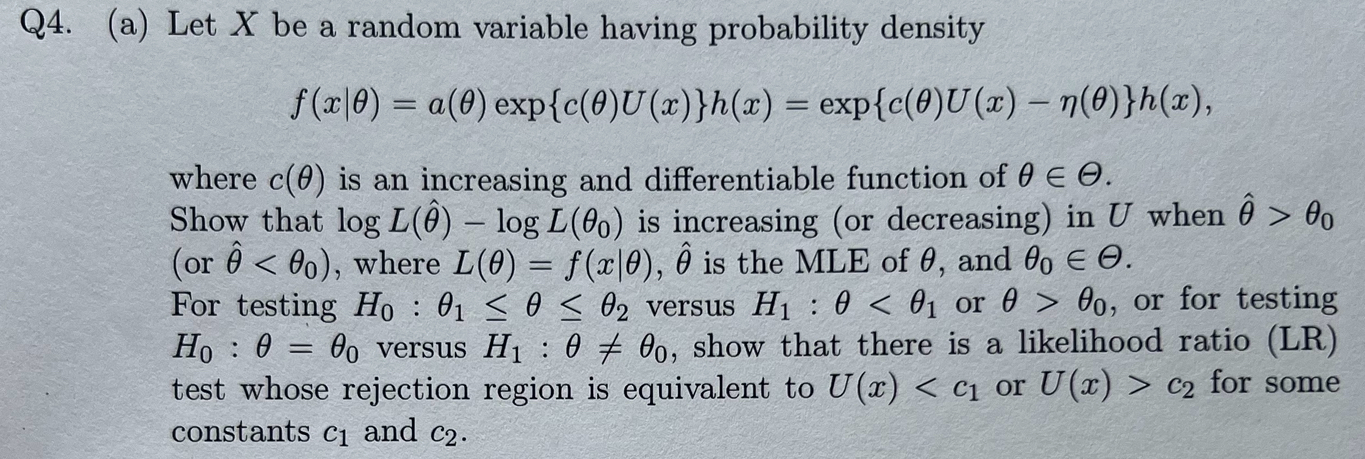 Solved Q4. (a) ﻿Let x ﻿be a random variable having | Chegg.com