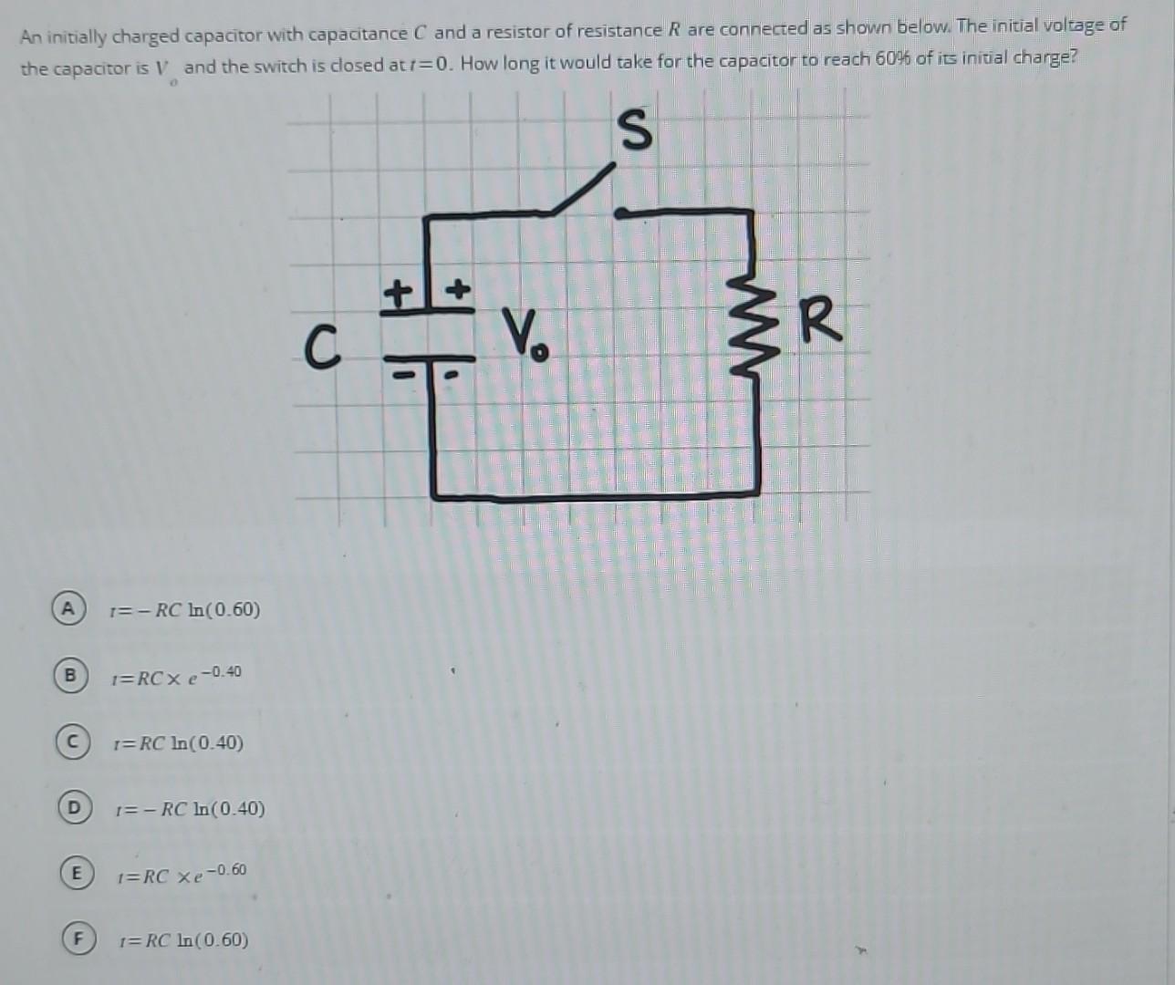Solved An initially charged capacitor with capacitance C and | Chegg.com