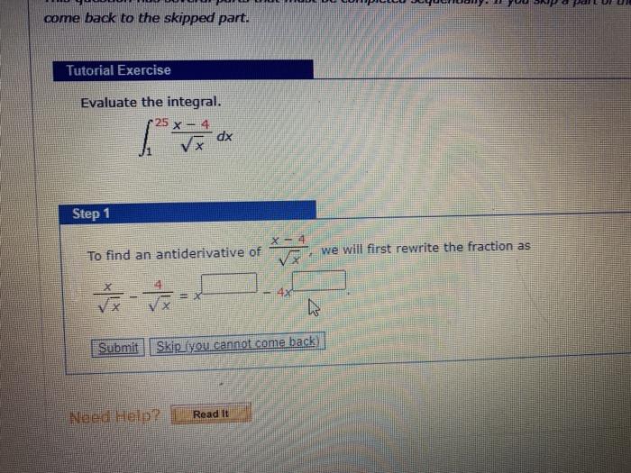 Solved come back to the skipped part. Tutorial Exercise | Chegg.com