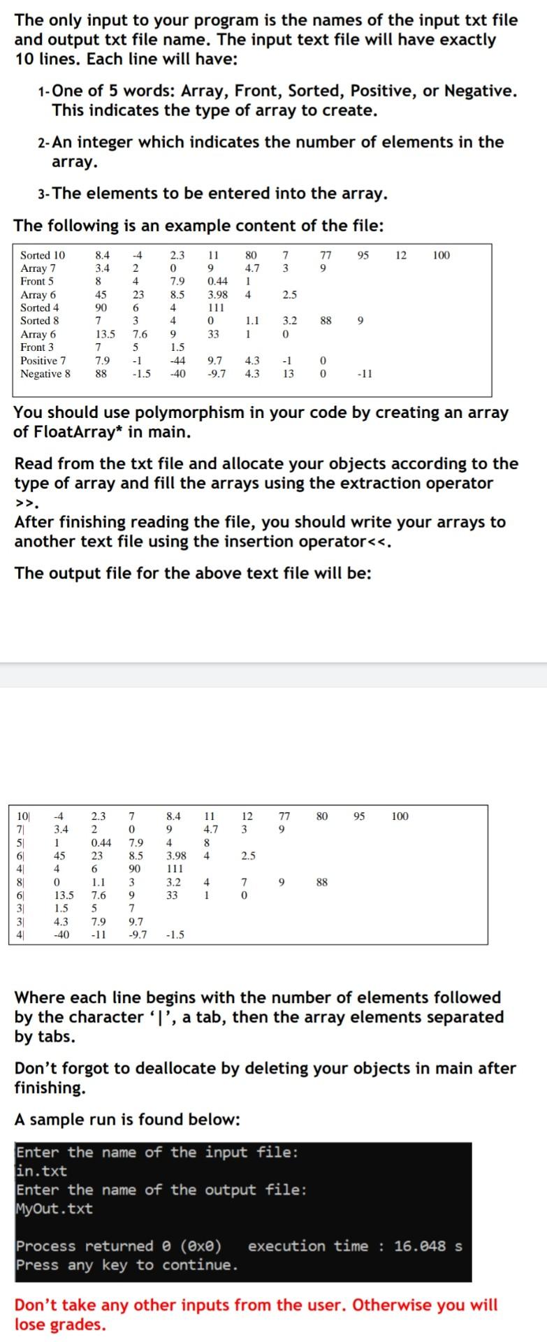 Solved Task Declare and implement 5 classes: FloatArray, | Chegg.com