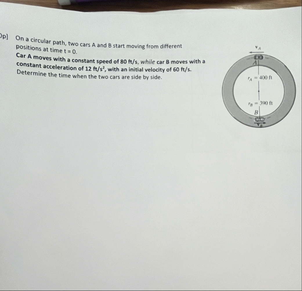 Solved D] ﻿On a circular path, two cars A and B ﻿start | Chegg.com