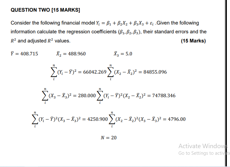 Solved Consider the following financial model | Chegg.com