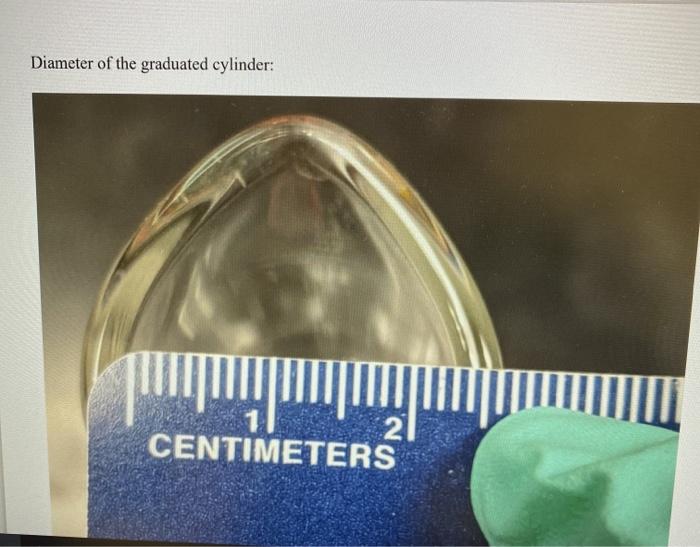 Solved Diameter of the graduated cylinder: CENTIMETERS | Chegg.com