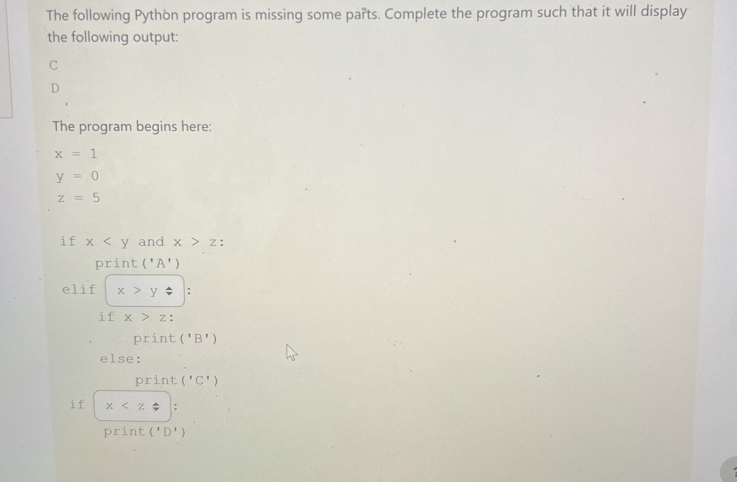 The following Python program is missing some paits. | Chegg.com