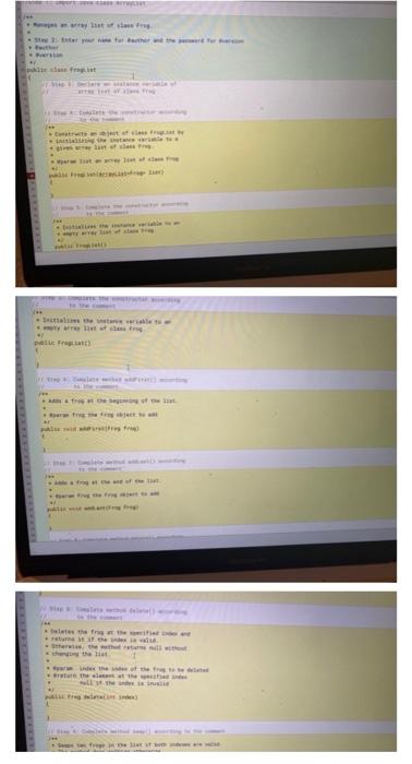 Solved 1 port Java class ArrayList /** + Manages an array | Chegg.com