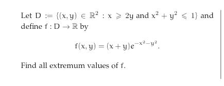 Solved Let D:={(x,y)inR2:x≥2y ﻿and {:x2+y2≤1} ﻿and define | Chegg.com