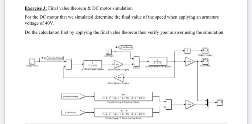 Solved Exercise 3: Final value theorem & DC motor | Chegg.com