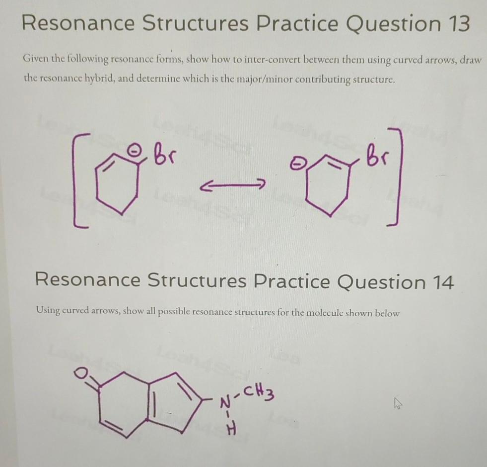 Solved Resonance Structures Practice Question 2 Draw all | Chegg.com