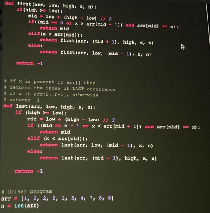 Solved Can you explain why "mid = low + (high-low)//2 " and | Chegg.com