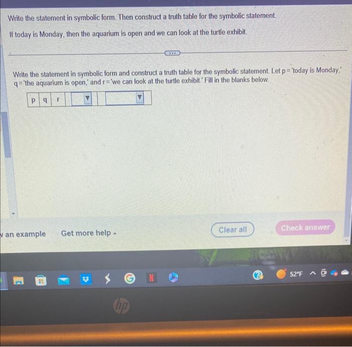 Solved Write the statement in symbolic form. Then construct | Chegg.com
