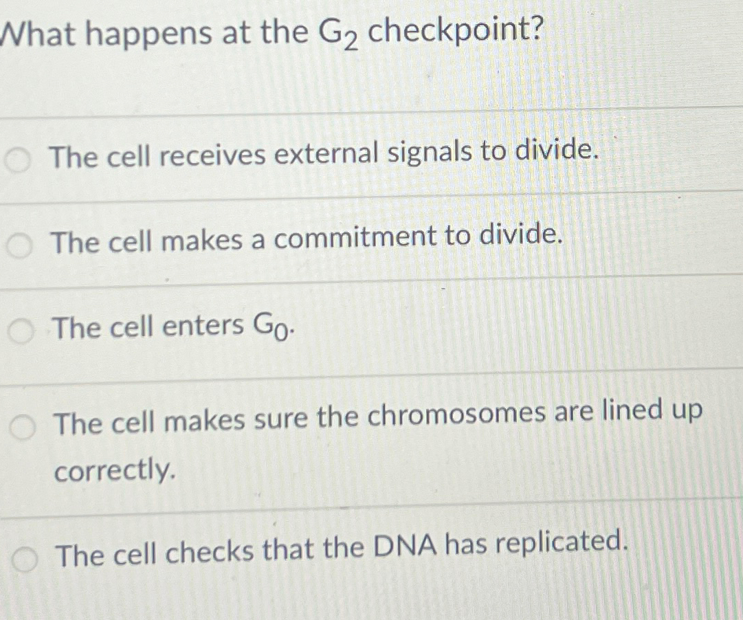 Solved What Happens At The G2 ﻿checkpointthe Cell Receives