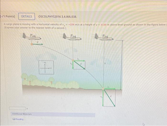 Solved A cargo plane is moving with a horizontal velocity of | Chegg.com