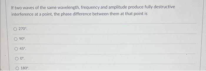 Solved If Two Waves Of The Same Wavelength Frequency And