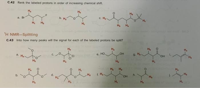 Solved C.42 Rank the labeled protons in order of increasing | Chegg.com