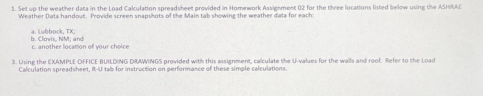 Solved Set up the weather data in the Load Calculation | Chegg.com